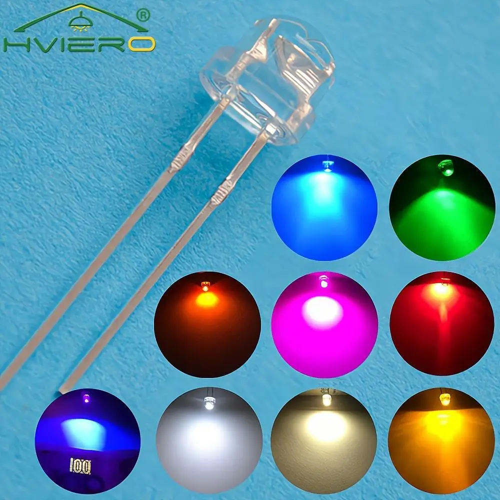 100Pcs-5mm-Straw-Hat-White-Red-Green-Blue-Yellow-Smd-Smt-Led-Water ...