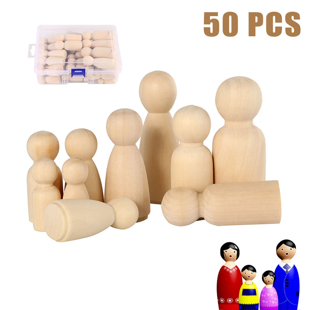 50-Pcs-Unfinished-Wooden-Peg-Doll-for-DIY-Painting-Natural-Wood-Doll ...