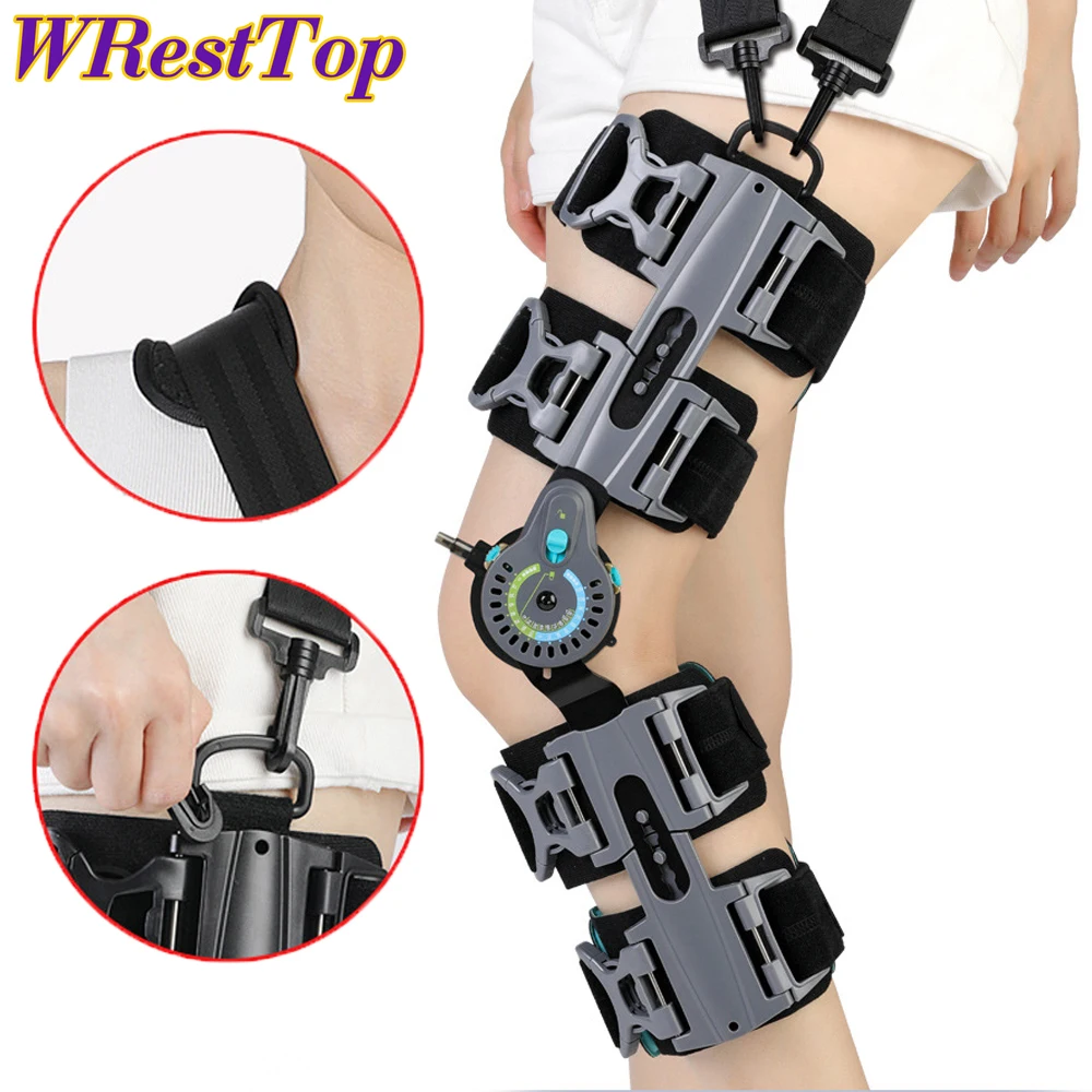 1Set-Adjustable-Hinged-Knee-Brace-ROM-Knee-Immobilizer-Brace-Leg-Braces-Orthopedic-Patella ...