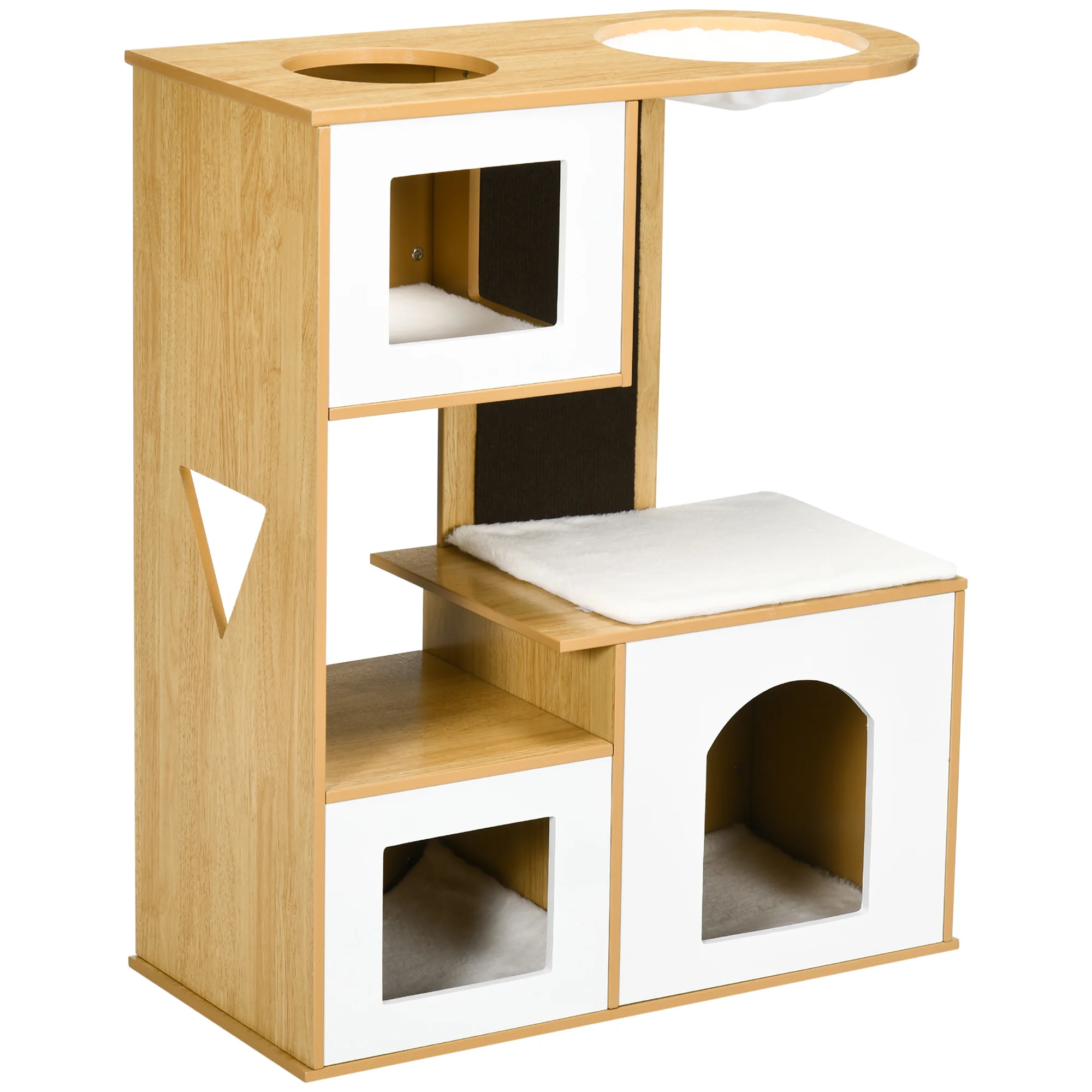 PawHut-tree-cat-scraper-height-92-5-cm-cat-tower-with-3-wooden-huts ...