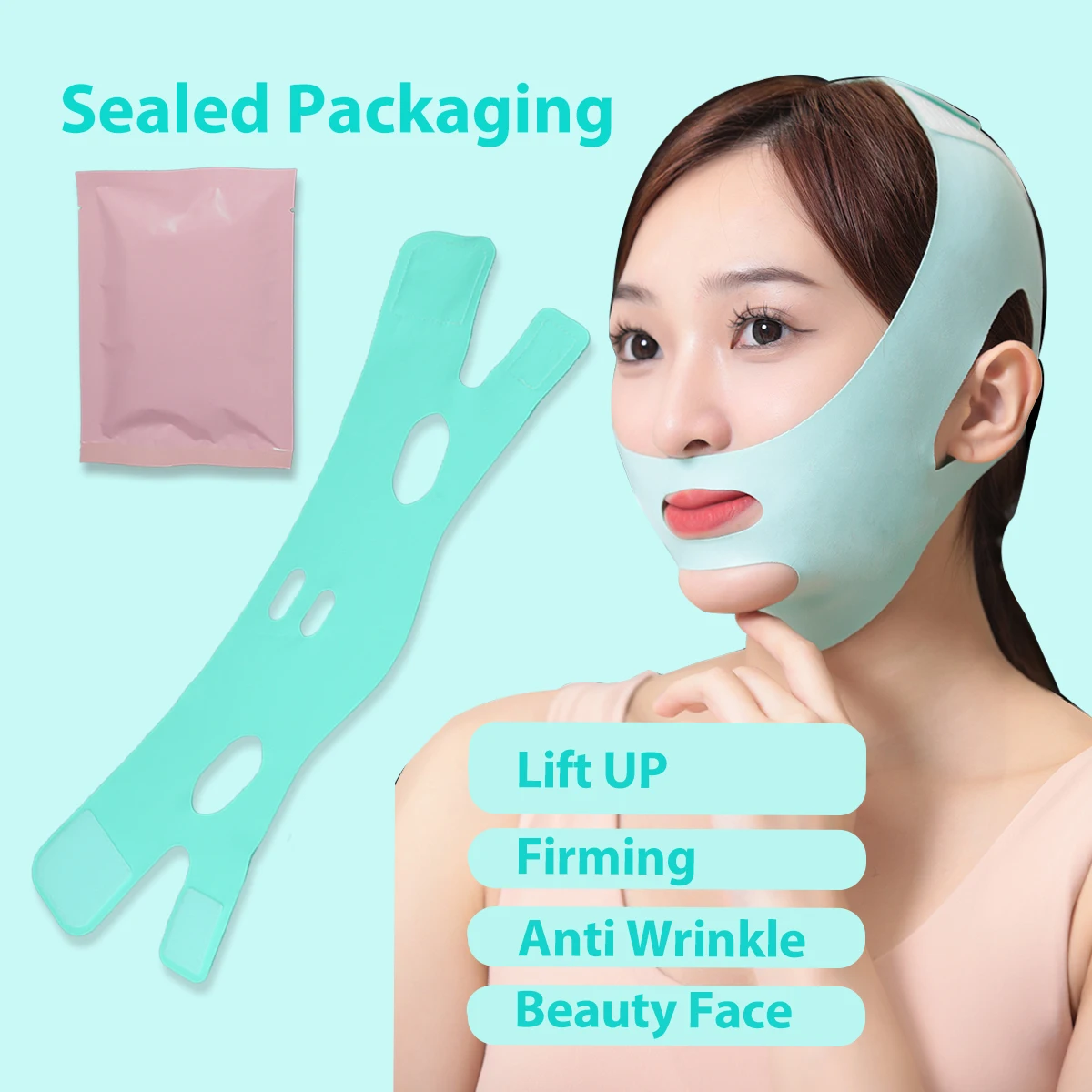 Reusable-Law-Pattern-Lifting-Plastic-Face-Mask-V-Line-Mask-Chin-Sticker ...