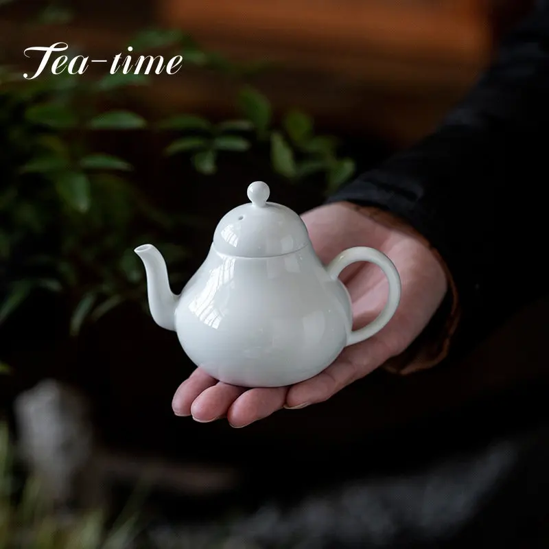 120ml Chinese Sweet White Porcelain Teapot Handmade Samll Sketch Pot ...