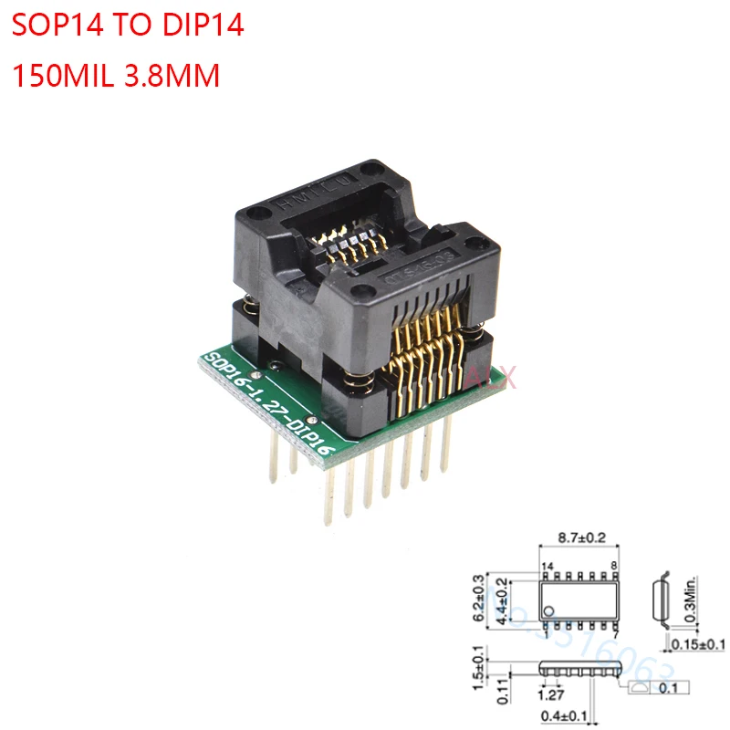 SOIC14-SOIC-14-SOP14-TO-DIP14-programmer-adapter-socket-Body-Width-3 ...