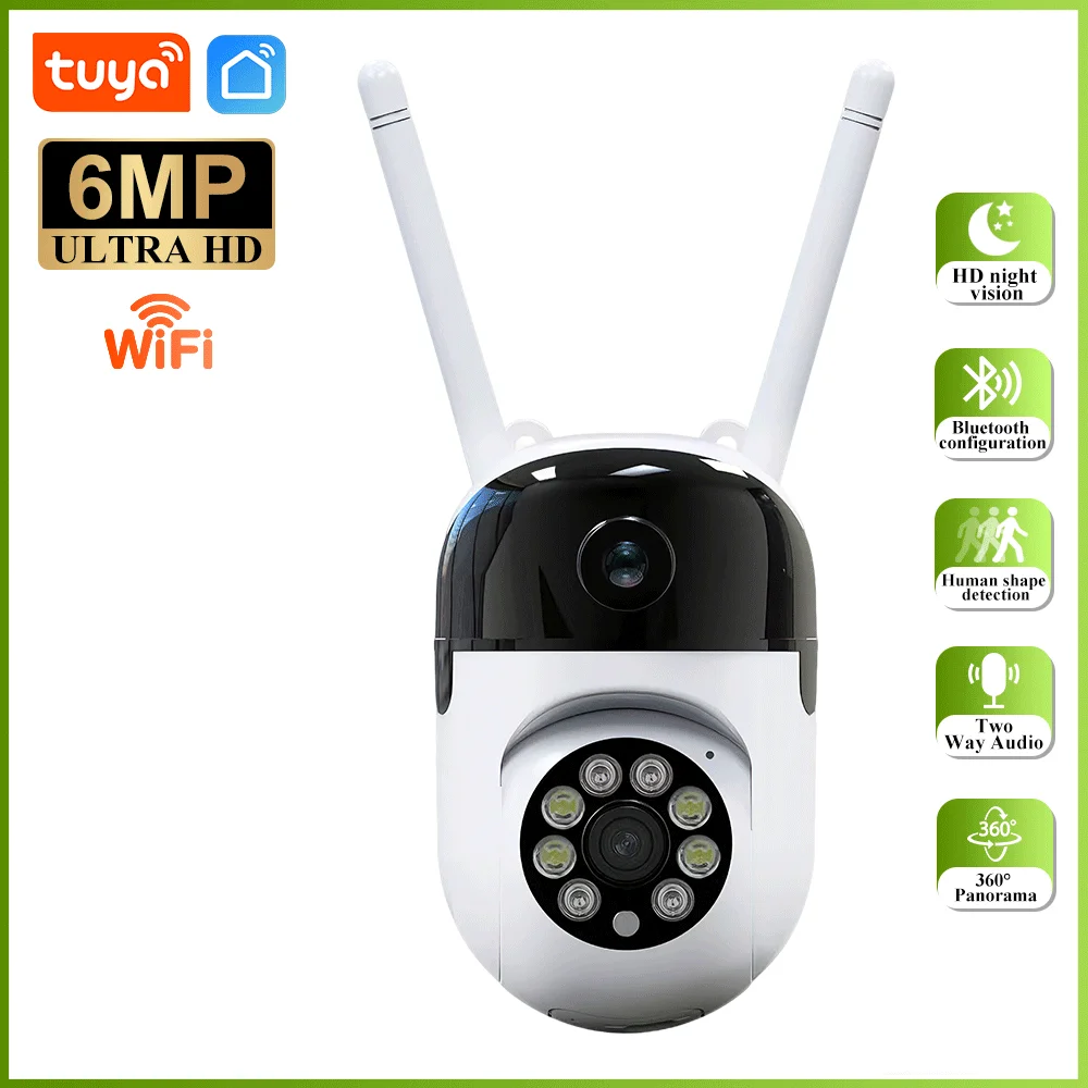 6MP CCTV PTZ WiFi Dual Lens Screen Camera Tuya Smart Life Security ...