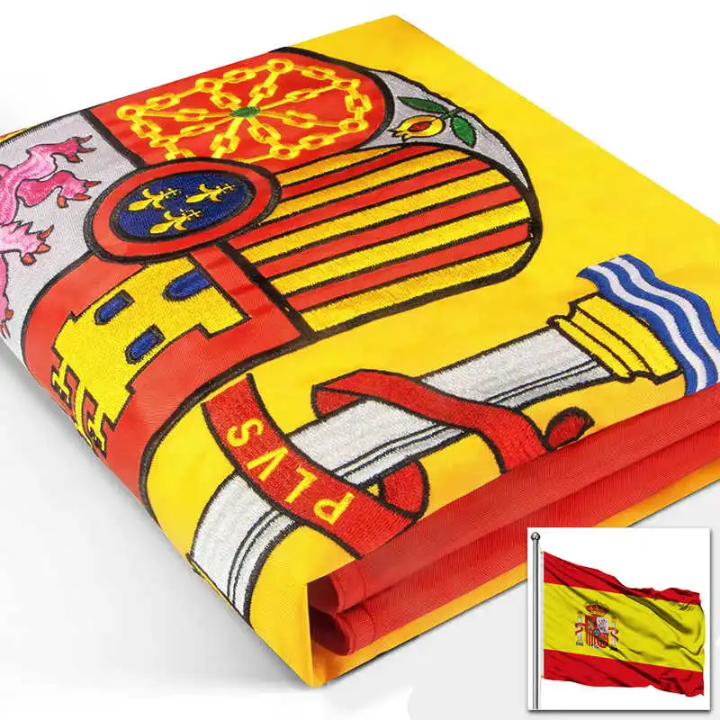 Embroidered Spain Flag Double Side Waterproof Nylon Brass Grommets Home ...