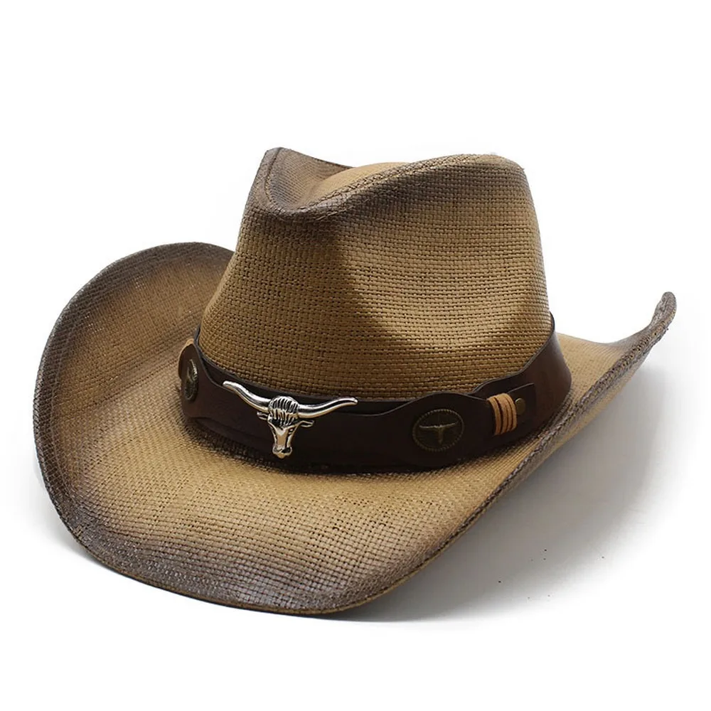 Spring-And-Summer-Man-Cowboy-Hats-Papyrus-57-58cm-Cow-Head-Decoration ...