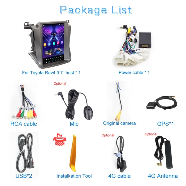 Android 12 Car Multimedia Player For TOYOTA RAV4 RAV-4 2014 2015 2016 ...