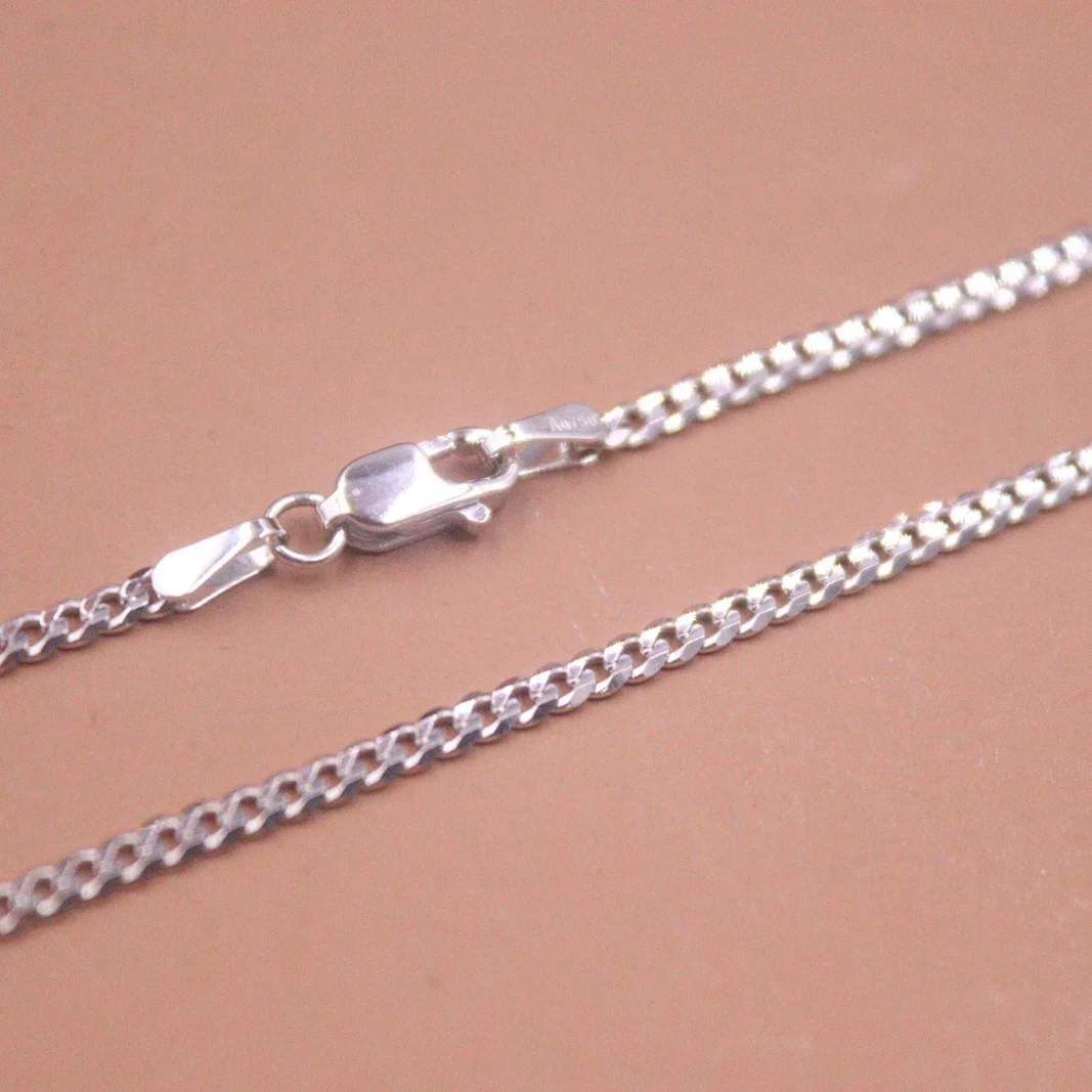 Real-Pure-18K-White-Gold-Necklace-Women-Men-2mm-Width-Solid-Curb-Link ...