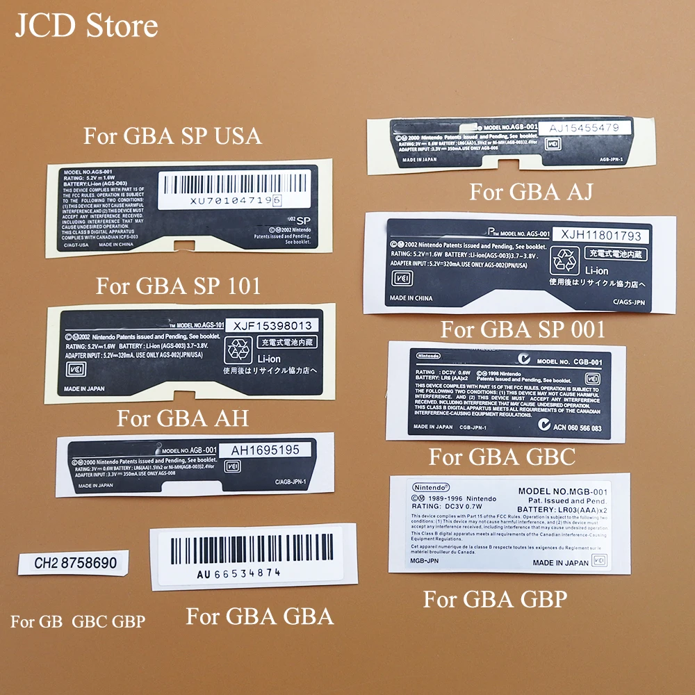 10Pcs-New-Lables-Back-Stickers-For-Gameboy-Advance-GBA-SP-GBC-Color ...