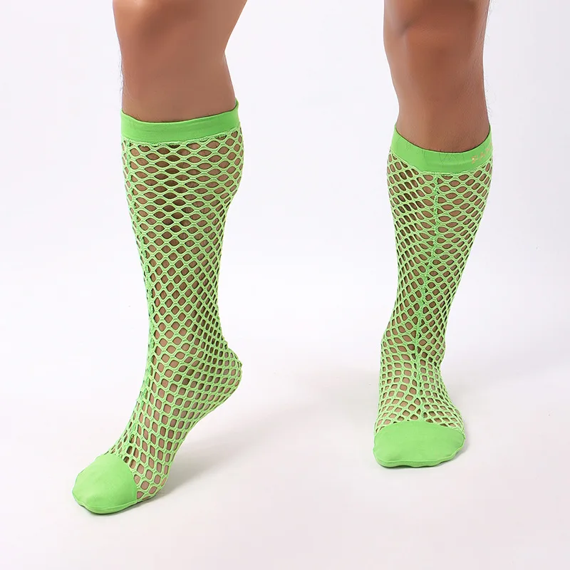 4 Colors Sexy Socks Male Knee Length Fishnet Stockings Male Knee ...