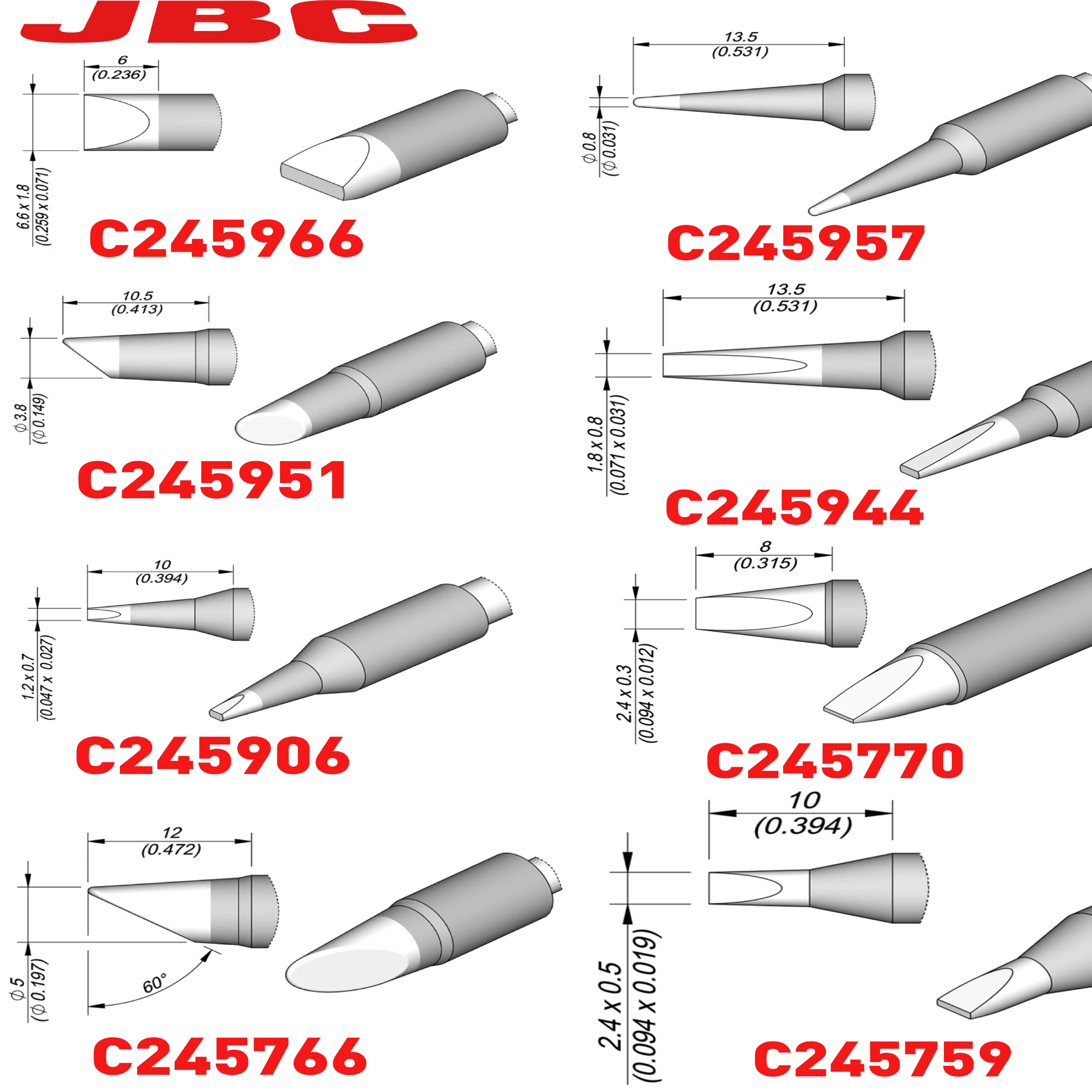 Original-JBC-C245-Soldering-Iron-Tip-C245-966-For-T245-A-Soldering-Pen ...