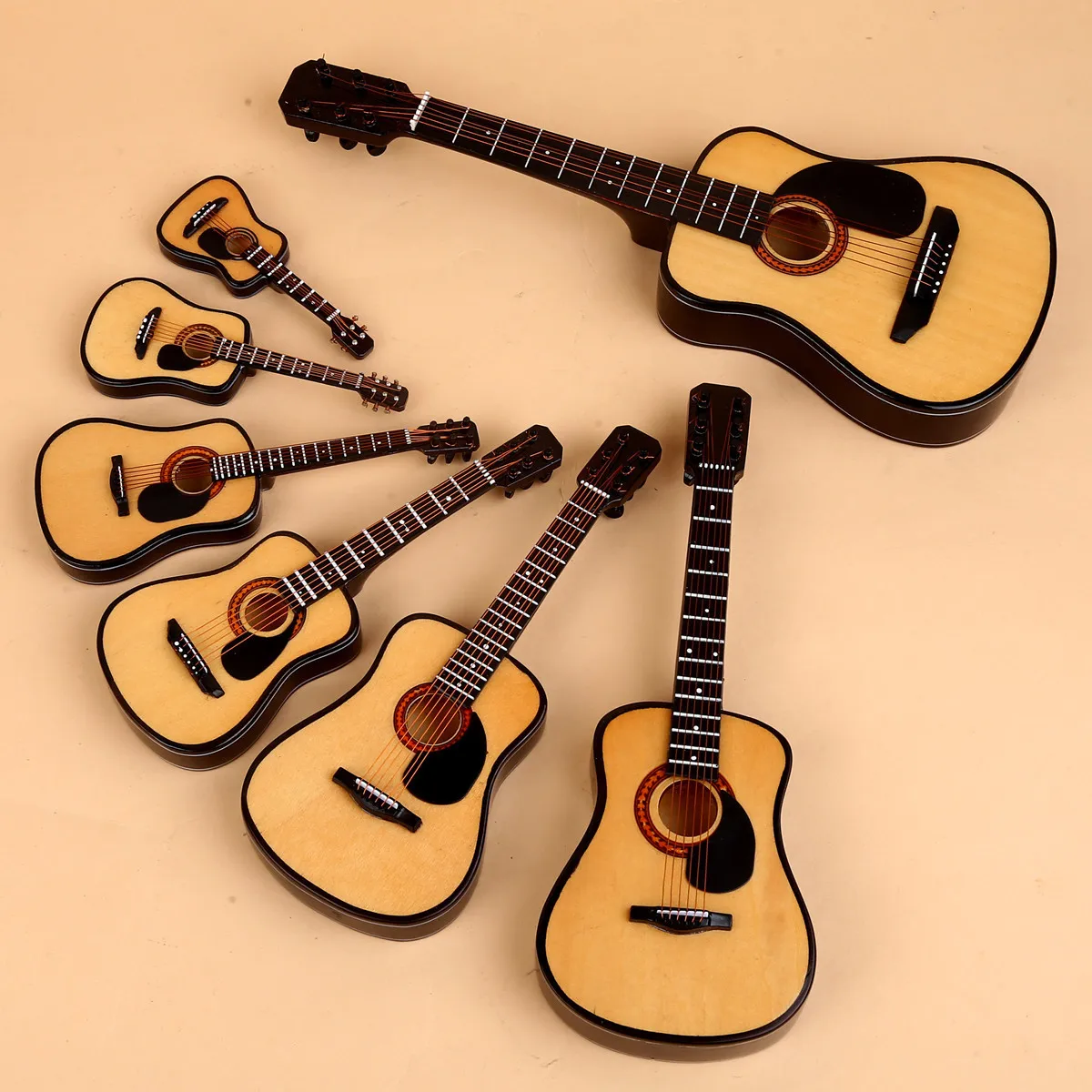 Mini Classical Guitar Wooden Miniature Guitar Model Musical Instrument ...