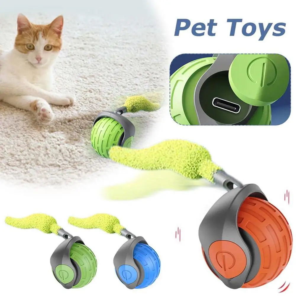Interactive Cat Toy With Rope Automatic Teaser Cat Ball Rechargeable ...
