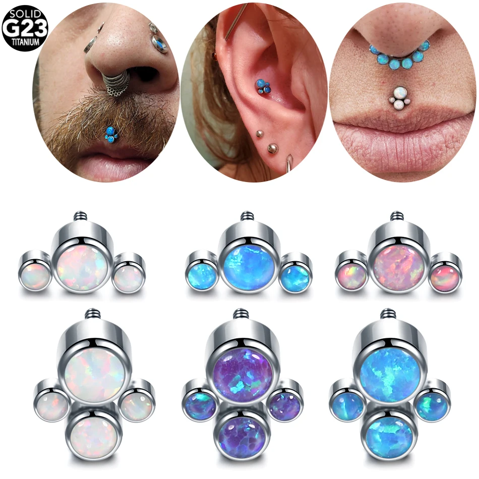 1PC-Titanium-Internally-Threaded-Opal-Cluster-End-Conch-Tragus-Helix ...