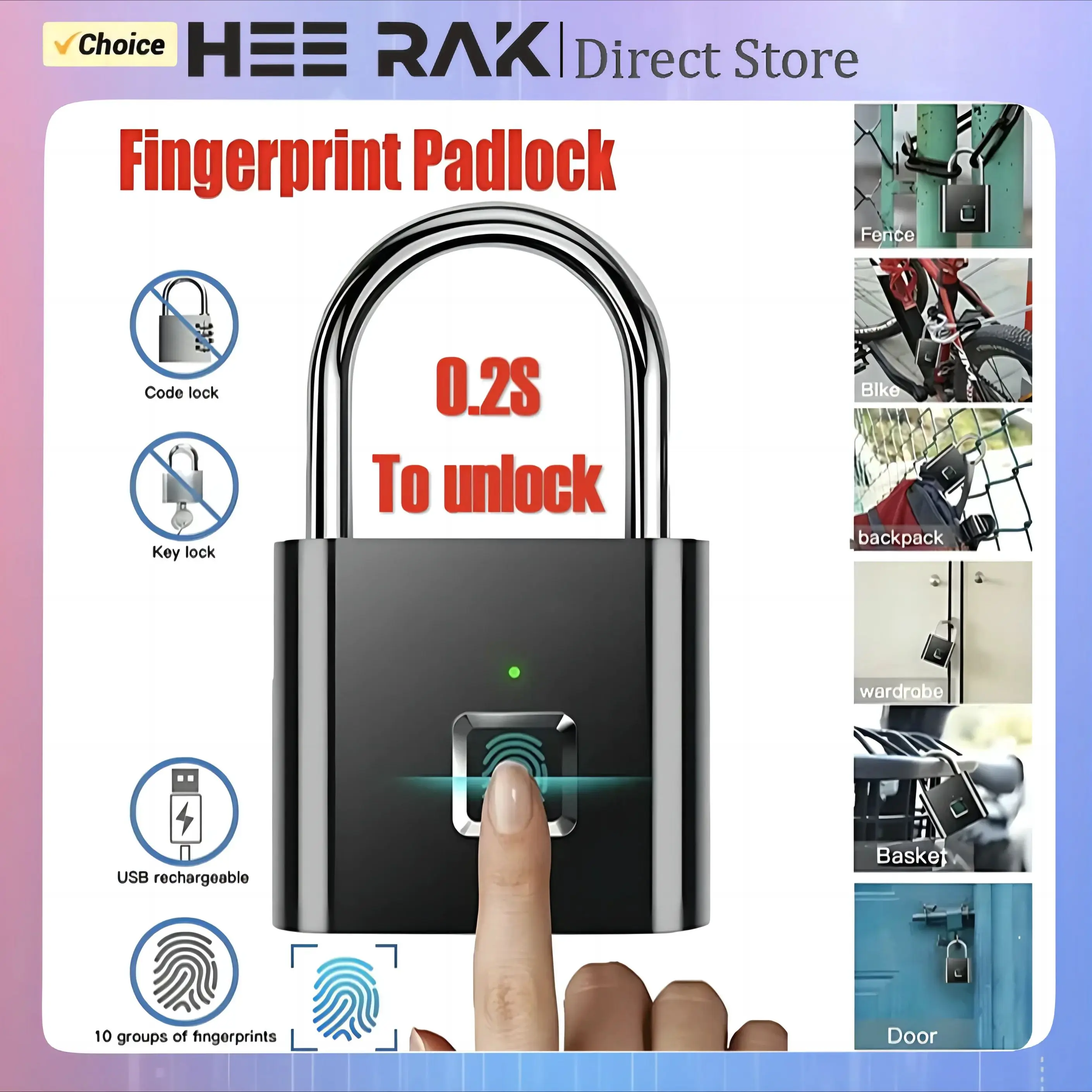 HEE-RAK-Fingerprint-Lock-Keyless-Waterproof-Anti-Theft-Smart-Lock ...