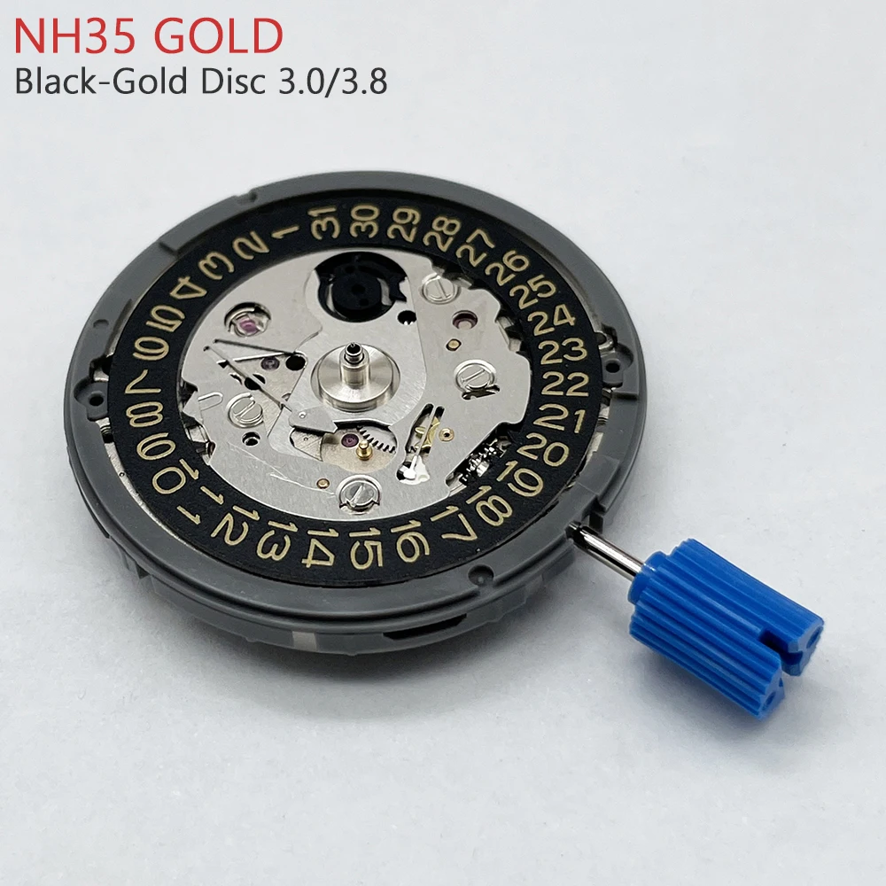Japan-Genuine-NH35-NH35A-Mechanical-Movement-Black-Gold-Datewheel-3-0-8 ...