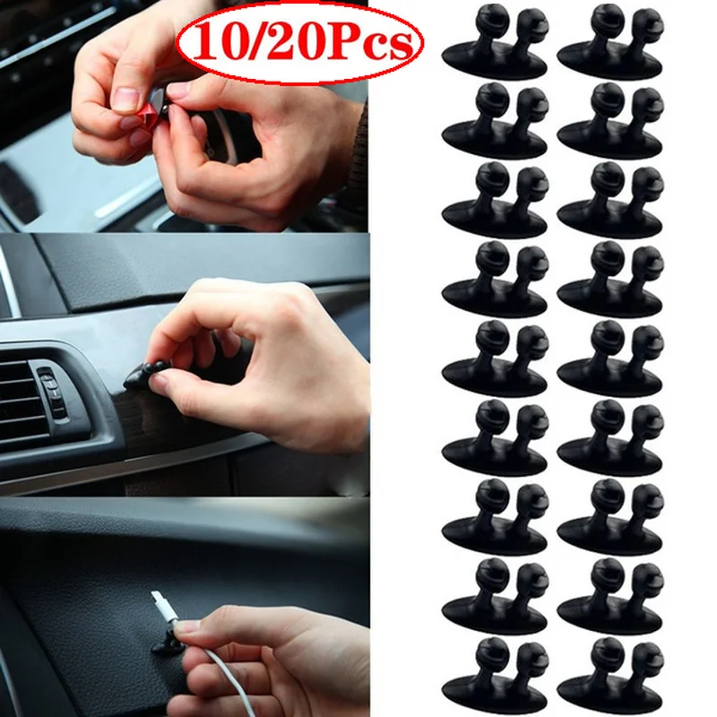 Car-Mobile-Phone-Charger-Cable-Line-Organizer-Clip-Clamp-Self-Adhesive ...