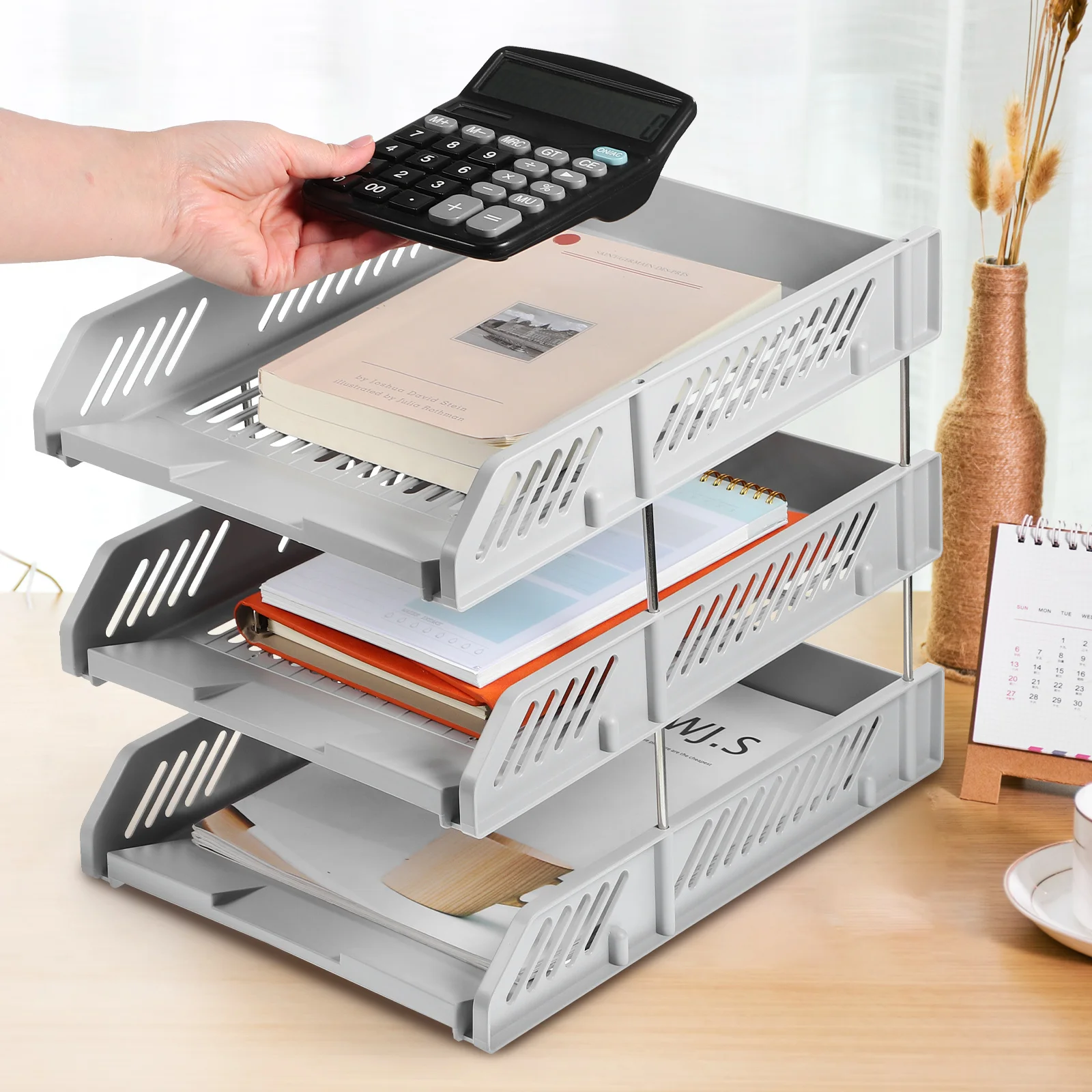 3-Tier Letter Tray Desk Organizer File Stackable Paper Tray Plastic ...