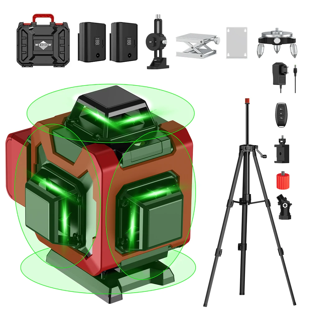 WEIDDW-Nivel-Laser-16-Lines-Professional-Laser-Level-With-Tripod-Suitcase-Green-Laser-Automatic ...
