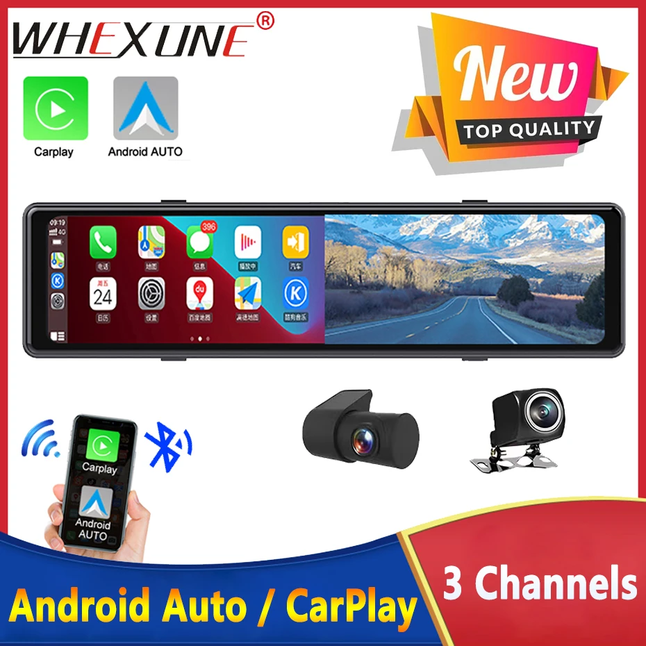 3-Cameras-Dash-Cam-1440P-Car-Mirror-Video-Recording-Carplay-Android ...