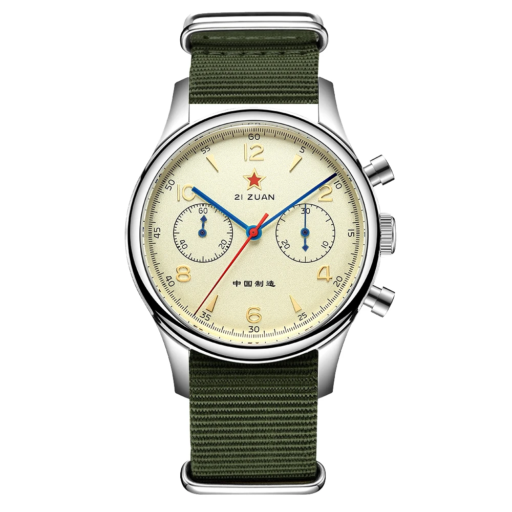 RED STAR 40mm Seagull 1963 Chronograph Mechanical Men's Wristwatch with ...