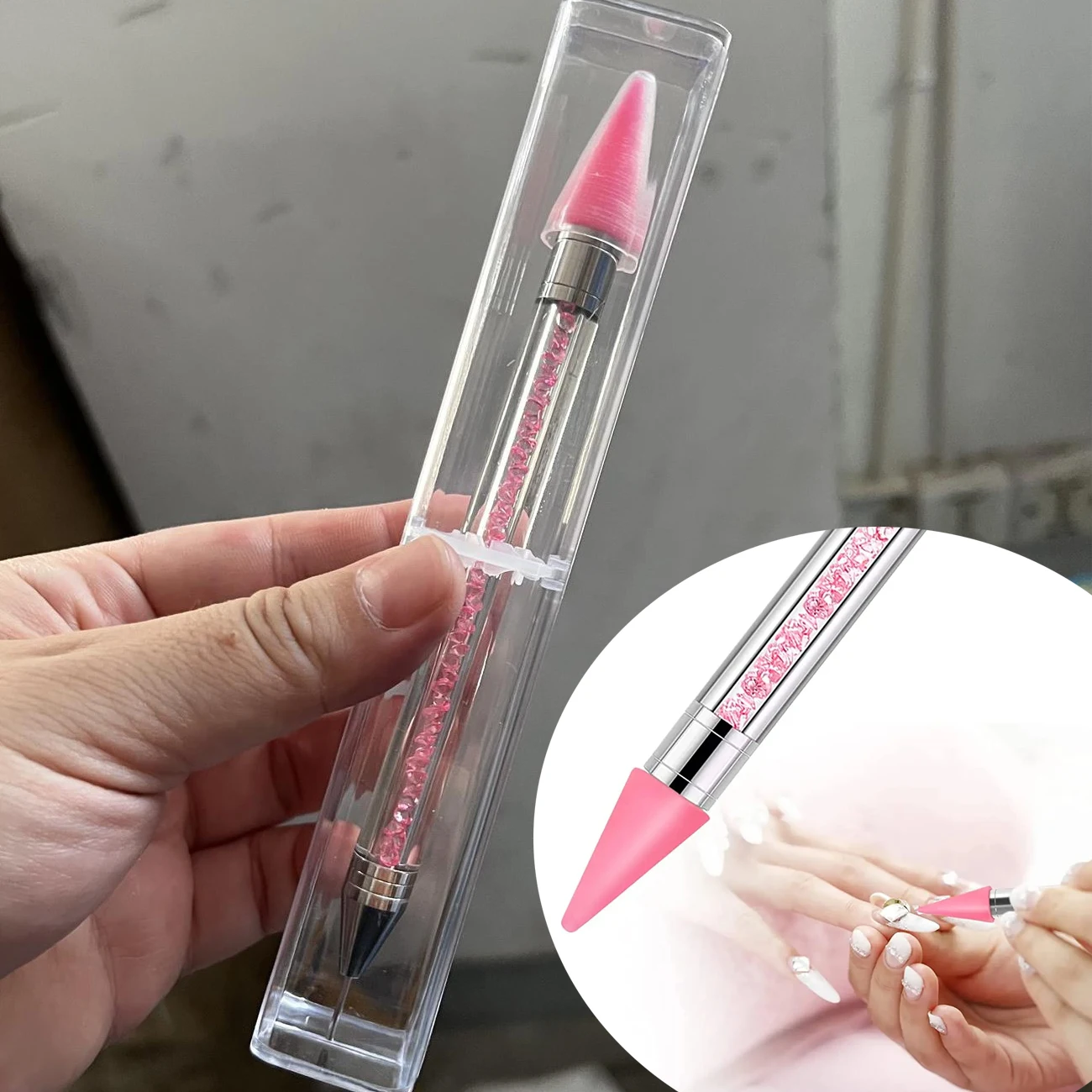 1PC Dual Heads Acrylic Metal Dotting Wax Pen Nail Brush Rhinestones ...