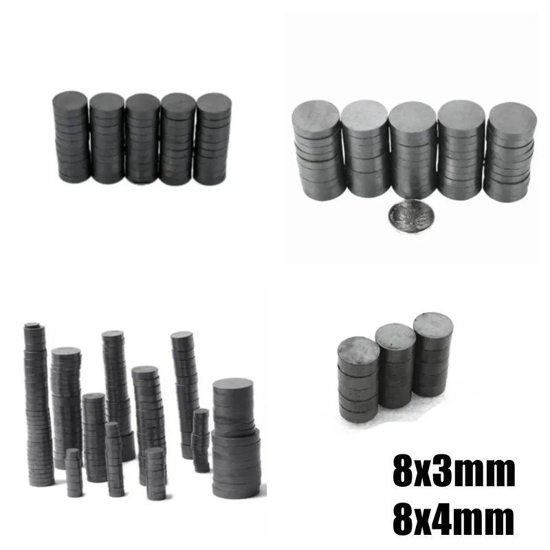 10-20-50pcs-Lot-8x3mm-8x4mm-Black-Small-Round-Magnet-Fridge-Ferrite ...