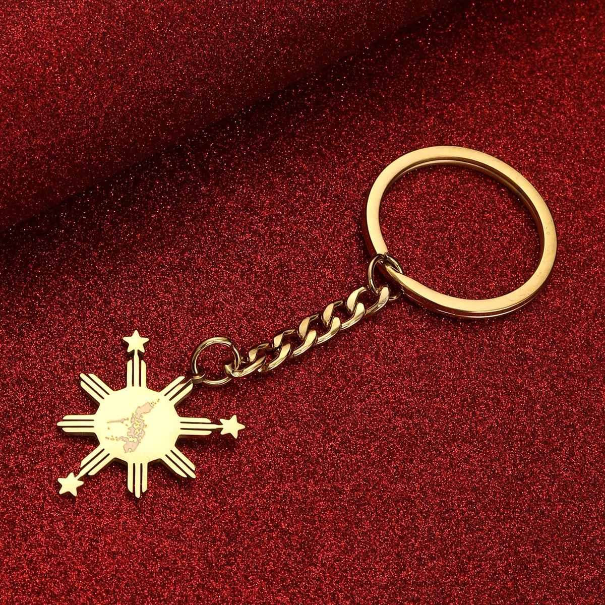 Stainless Steel Philippines Map Flag Pendant Keychain for Women Men ...
