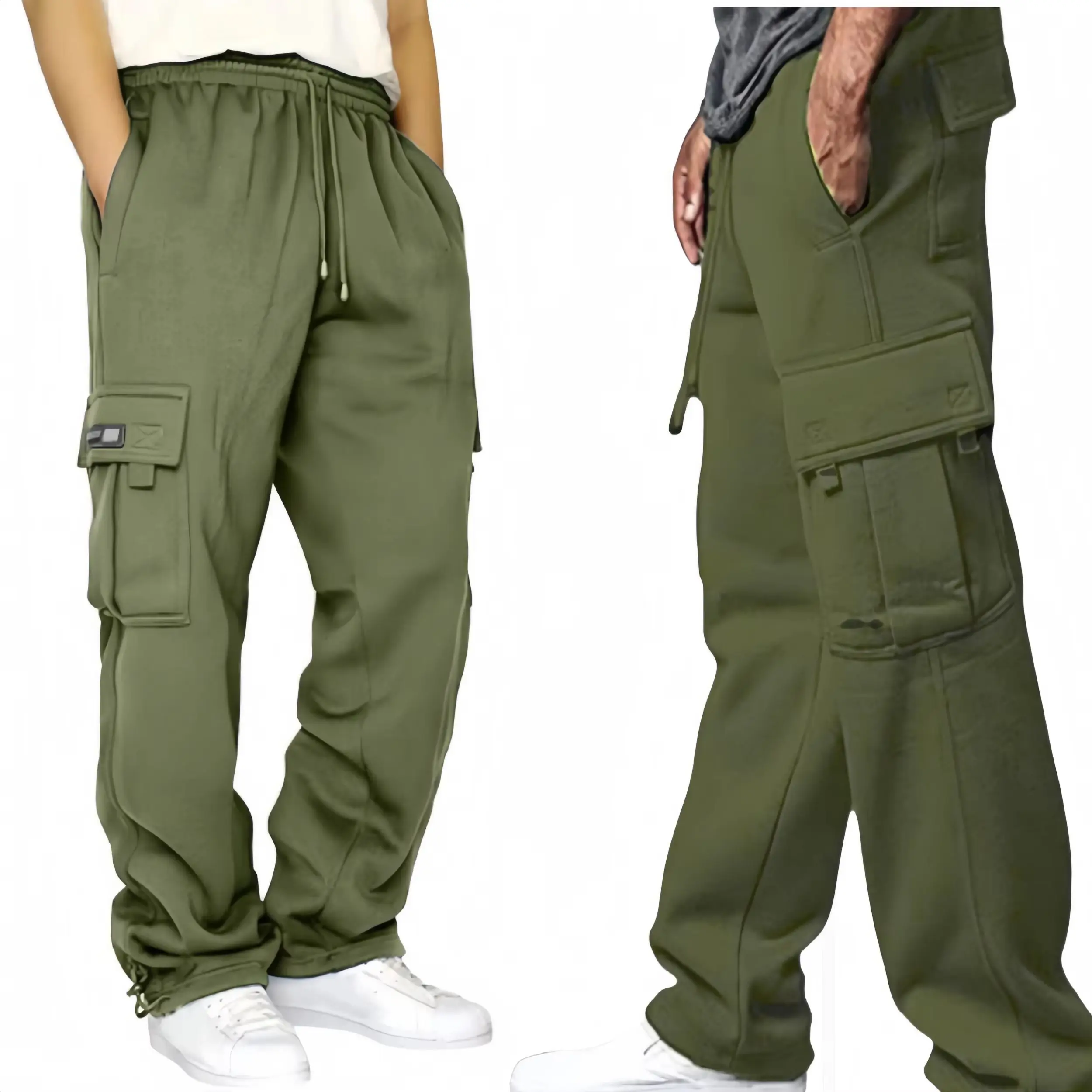 Men's Loose Fit Cargo Sweatpants Autumn Long Sport Jogging Overalls ...