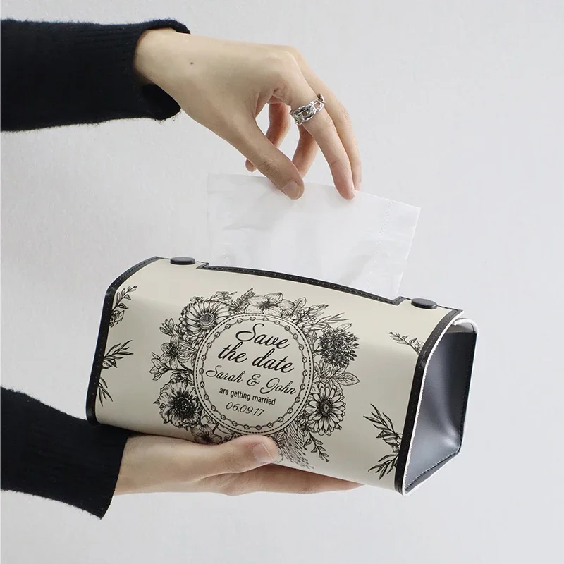Saddle-Leather-Tissue-Box-Vintage-Pattern-Black-and-White-Living-Room ...