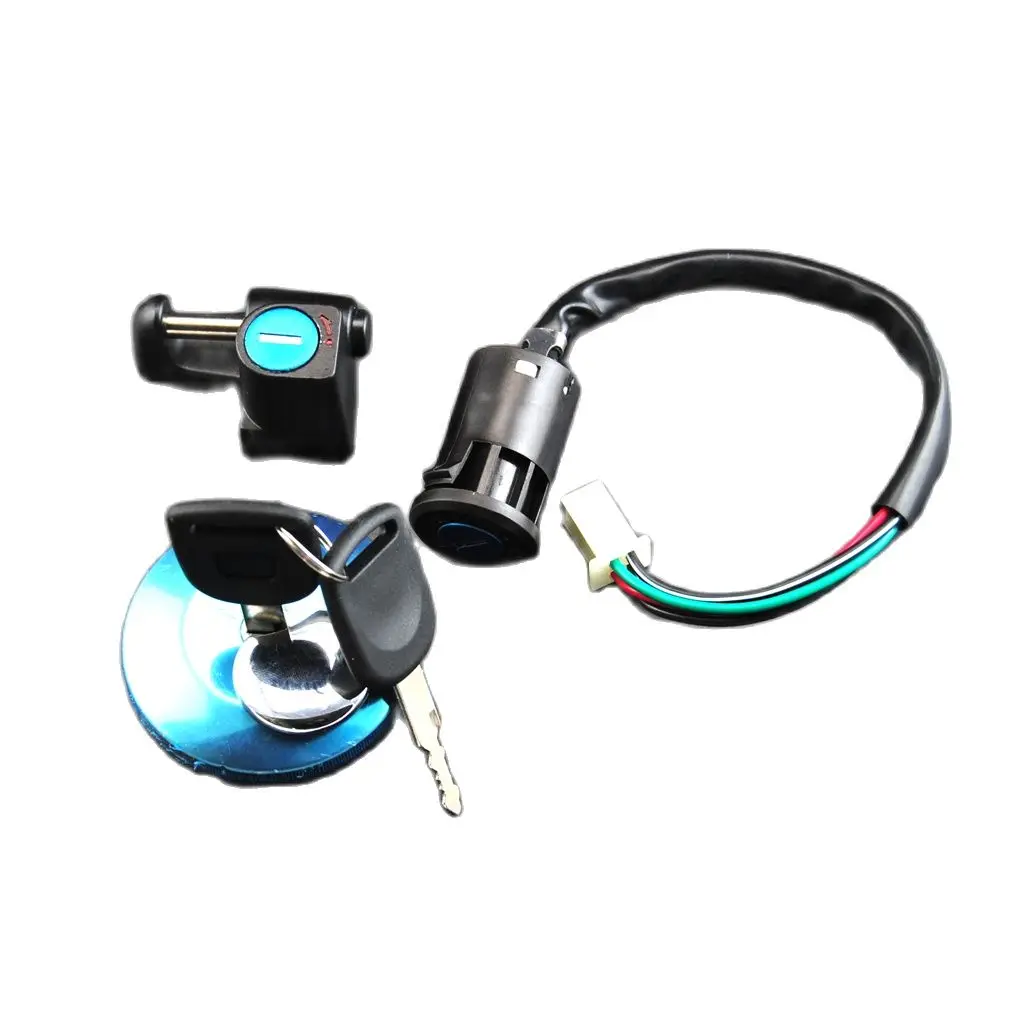 Ignition-Switch-Fuel-Tank-Cap-Lock-Key-Kits-Motorcycle-4-Wire-for-Honda ...