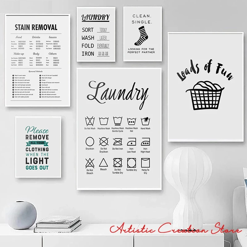 Laundry-Room-Art-Posters-Washing-Drying-Room-Art-Laundry-Basket-Home ...