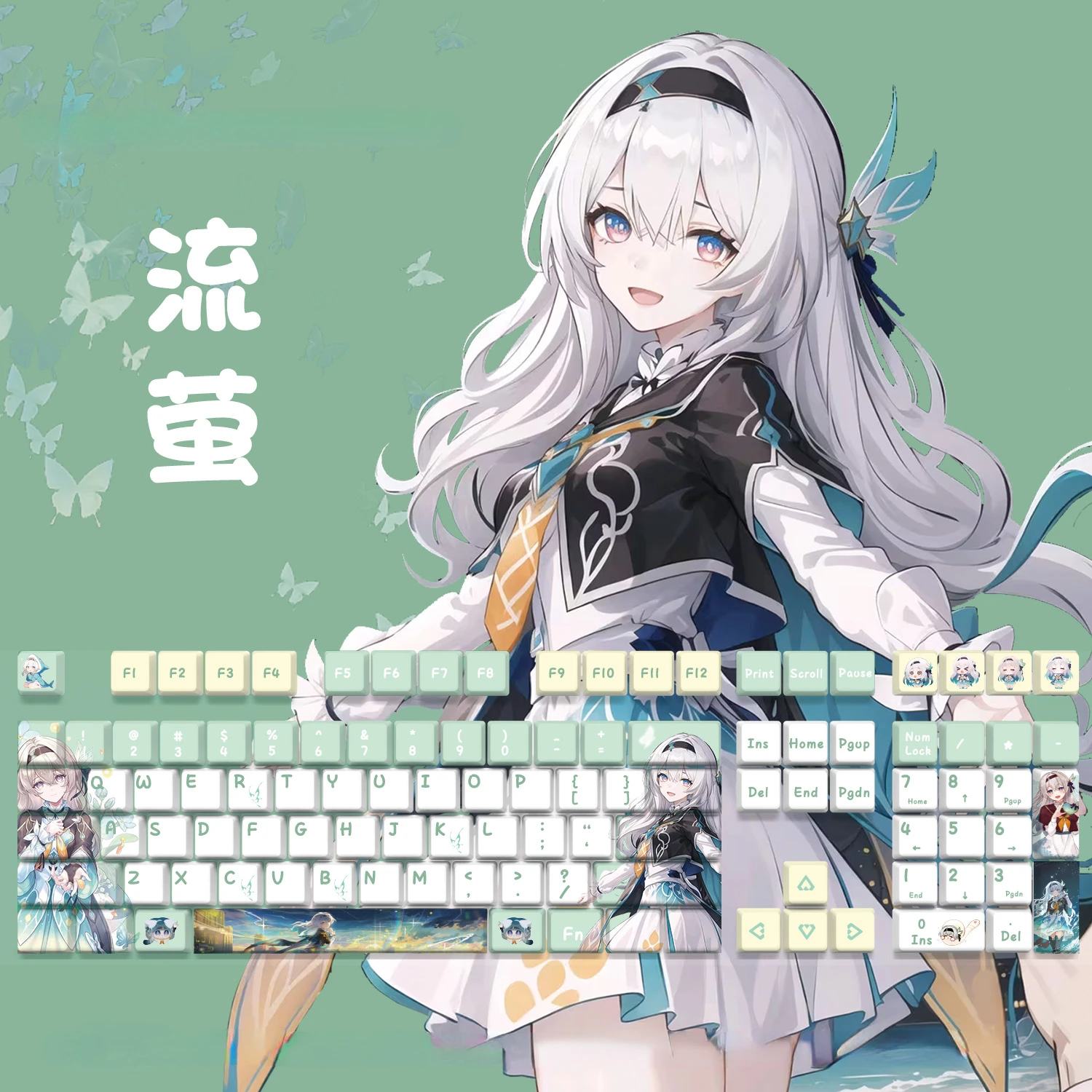 128-Keys-Set-Firefly-Honkai-Star-Rail-PBT-Keycaps-Anime-Games-Beauty ...