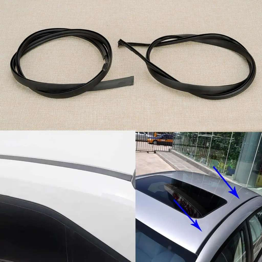 1-Pair-Black-Car-Left-Right-Side-Roof-Trim-Molding-Strips-Rubber-Fit ...