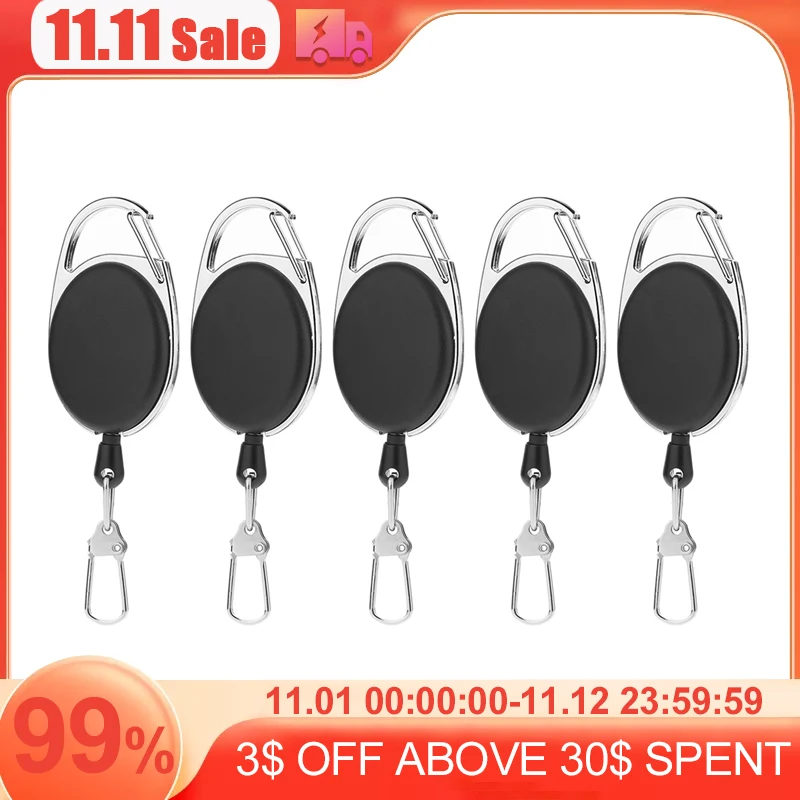 1/3/5pcs Fly Fishing Key Ring Retractor Tool Retractable Keychain Reel ...
