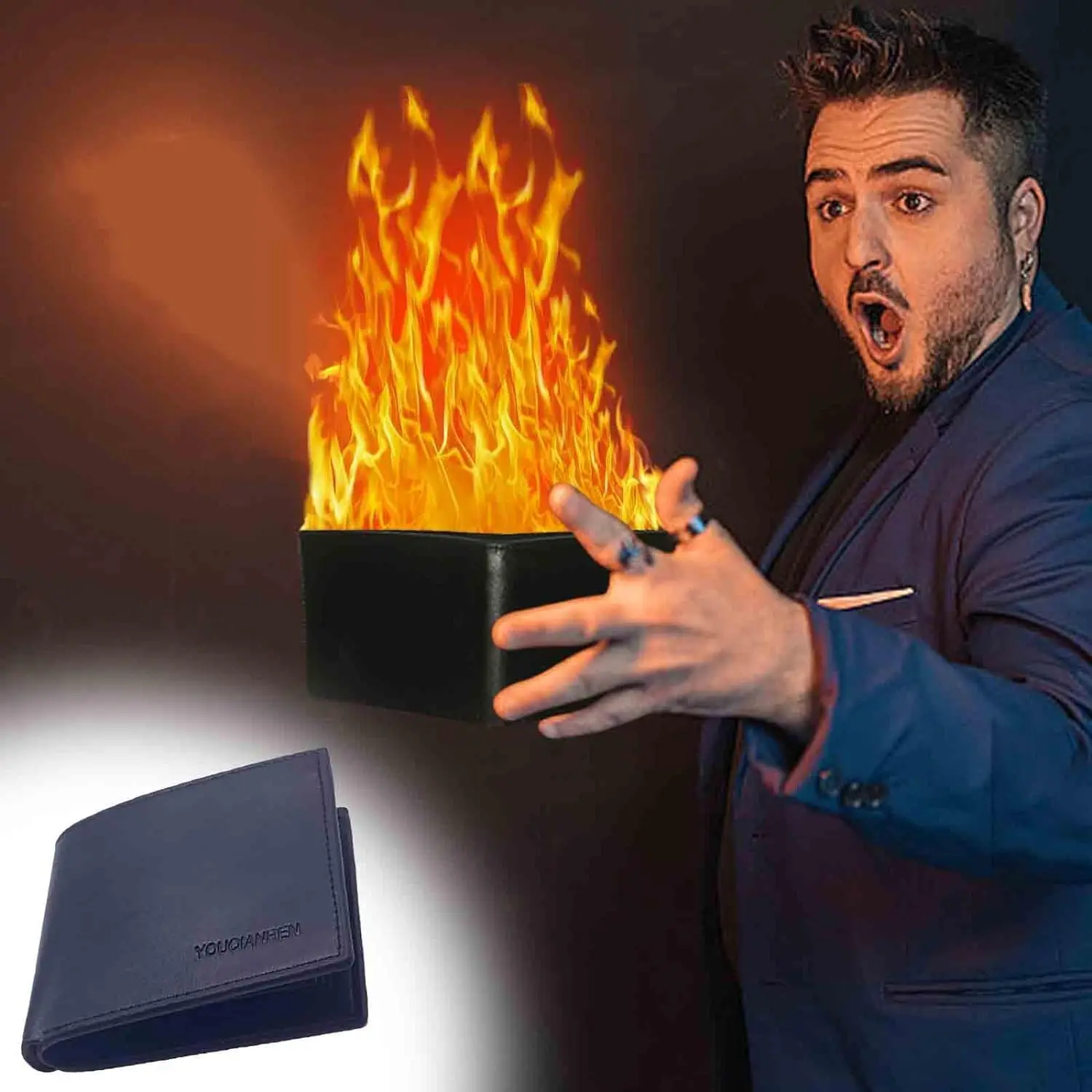 Magician-Fire-Flaming-Carteira-couro-Magic-Show-Carteira-desempenho ...
