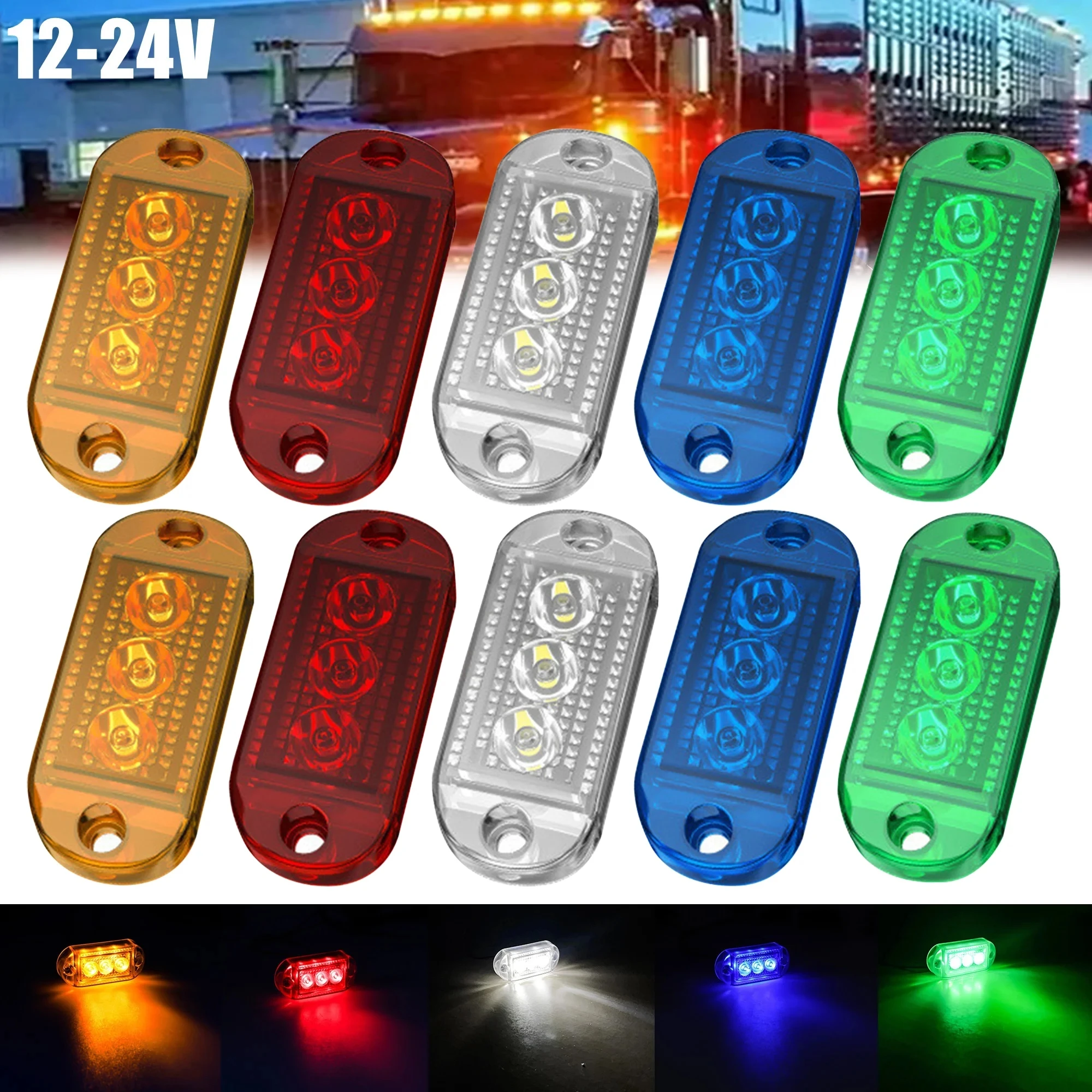 10PCS-3LED-12V-24V-Universal-LED-Front-Rear-Side-Indicator-Marker ...