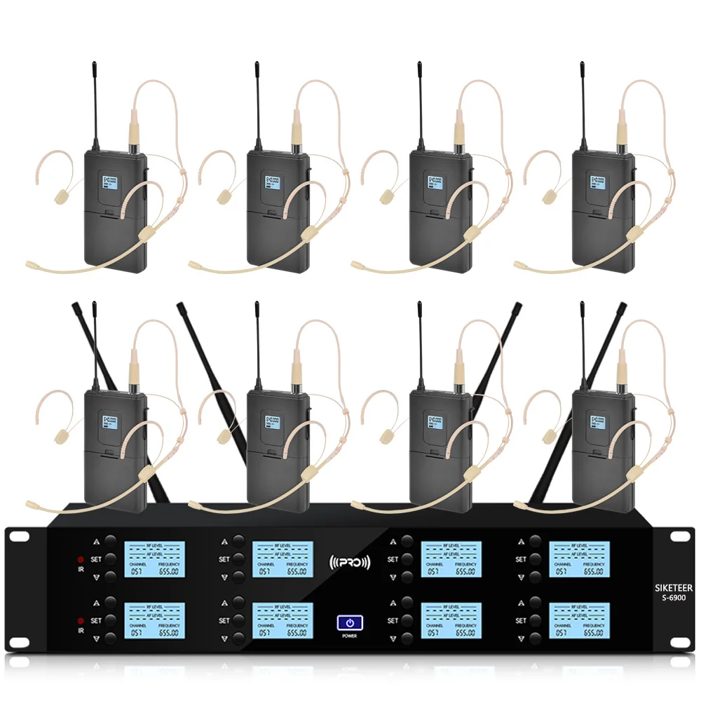 Professional-UHF-wireless-microphone-system-8-channel-head-mounted ...