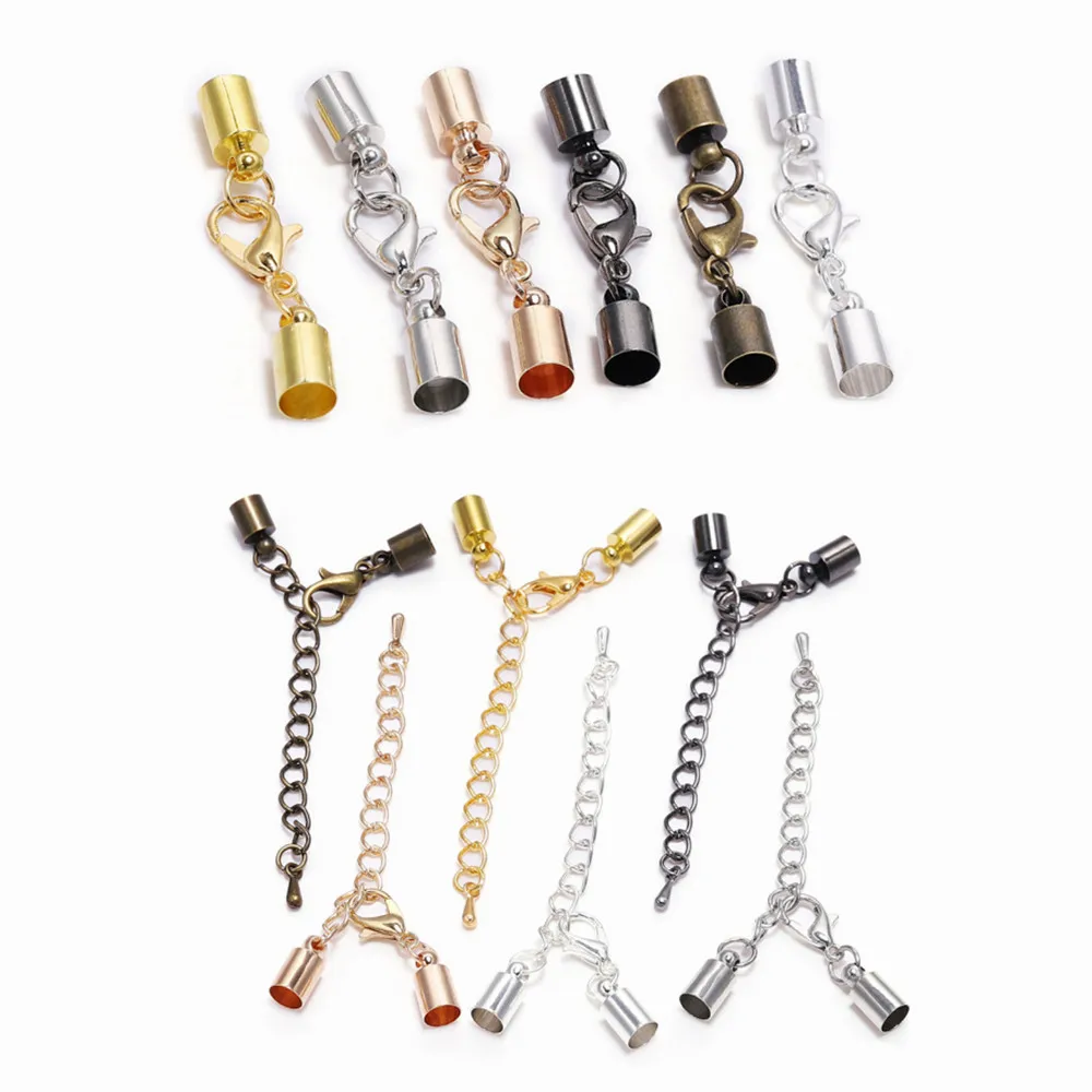 10pcs/Lot 3-10mm Lobster Clasps Hooks Leather Cord Crimps End Tip Caps ...