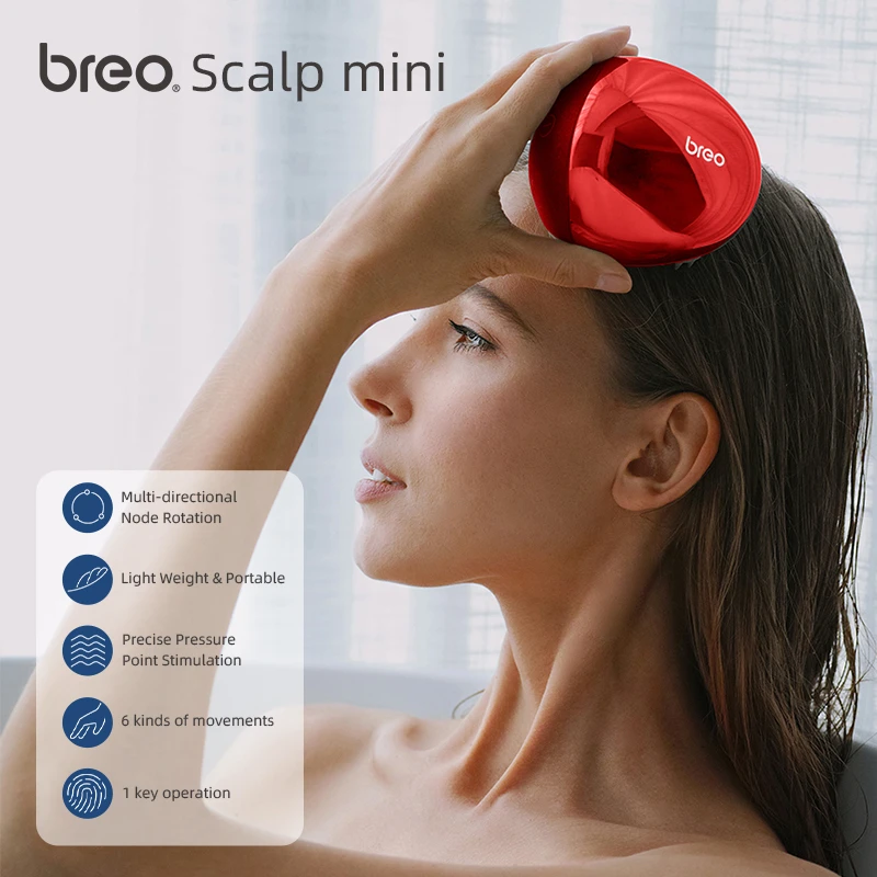 Breo Mini IPX7 Waterproof Electric Wireless Scalp Massager for Hair ...