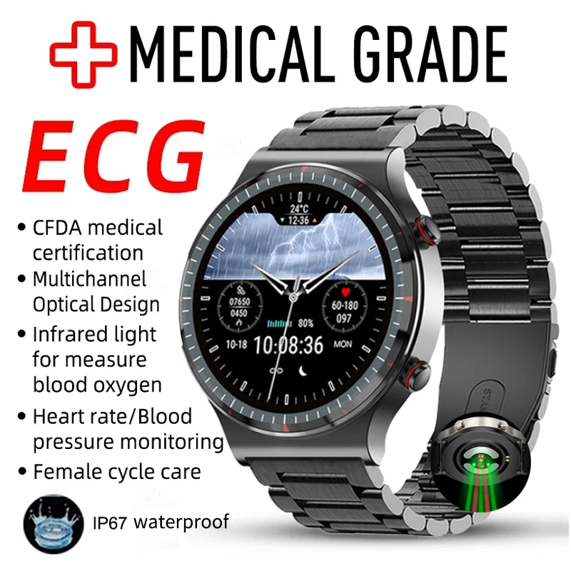 Neue ecg ppg smart watch männer gesundheits monitor herzfrequenz ...