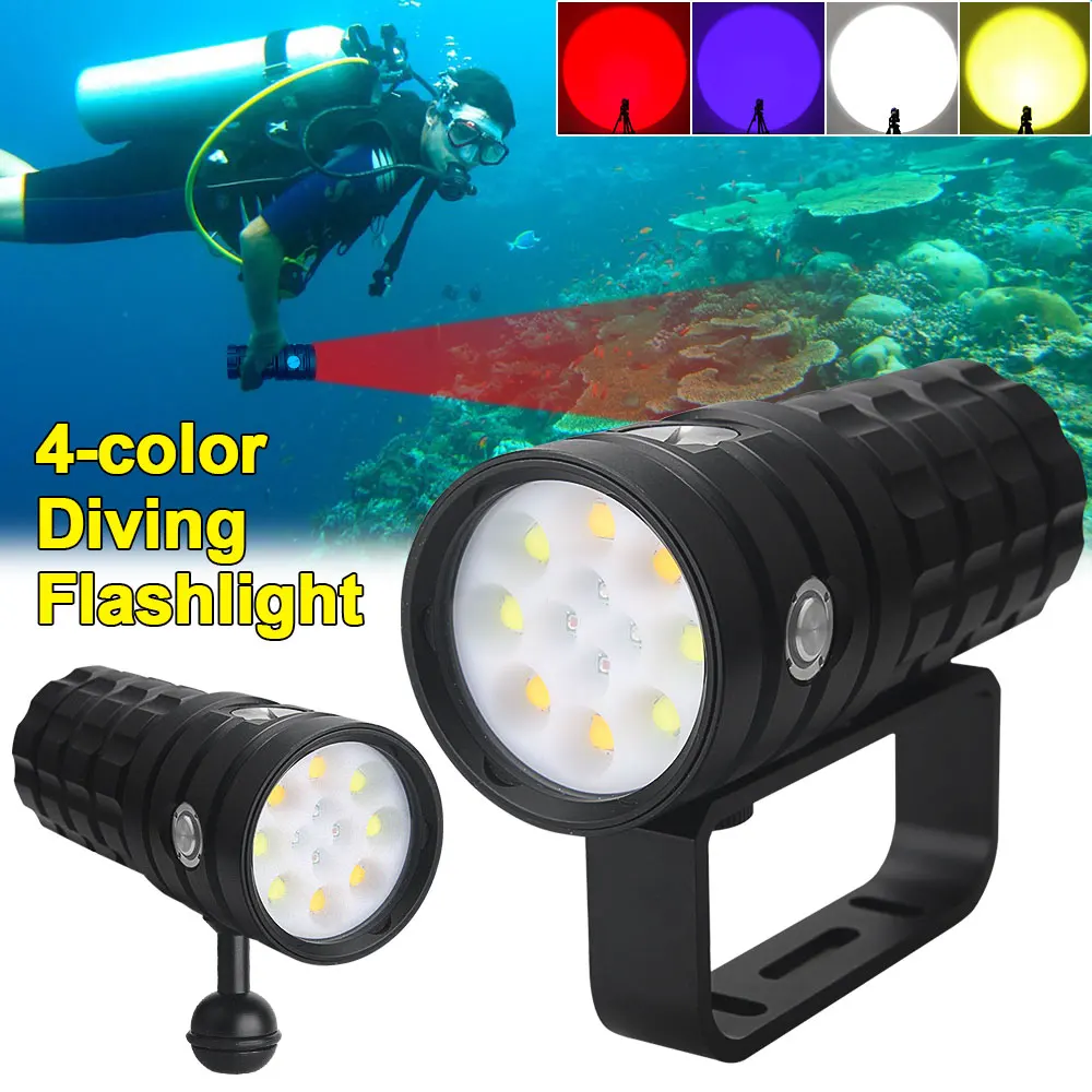 Linterna-LED-de-buceo-de-25000LM-iluminaci-n-subacu-tica-de-4-colores ...