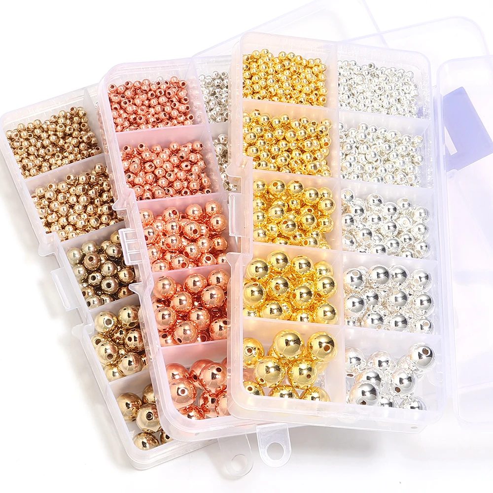 10 Grids 3/4/6/8/10mm CCB Round Beads Kit For Jewelry Making Loose ...