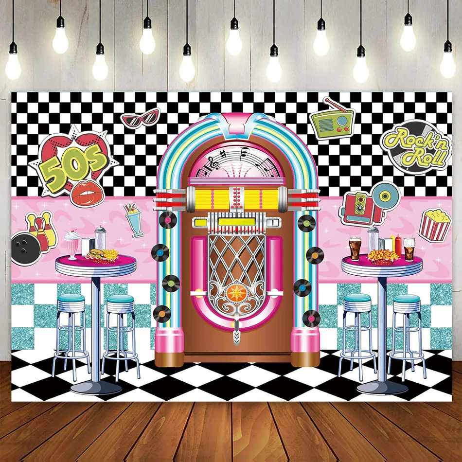 Retro-50-s-Backdrop-Rock-and-Roll-Hop-Party-Decoration-Banner-Back-to ...