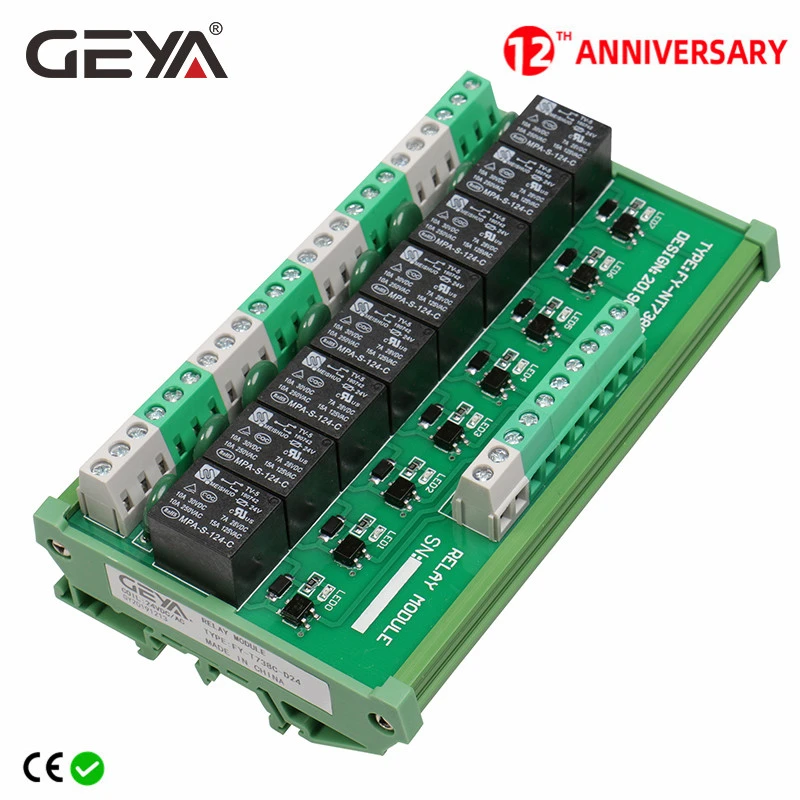 Geya 8 Channel Interface Relay Module 5vdc 12vacdc 24vacdc Din Rail ...