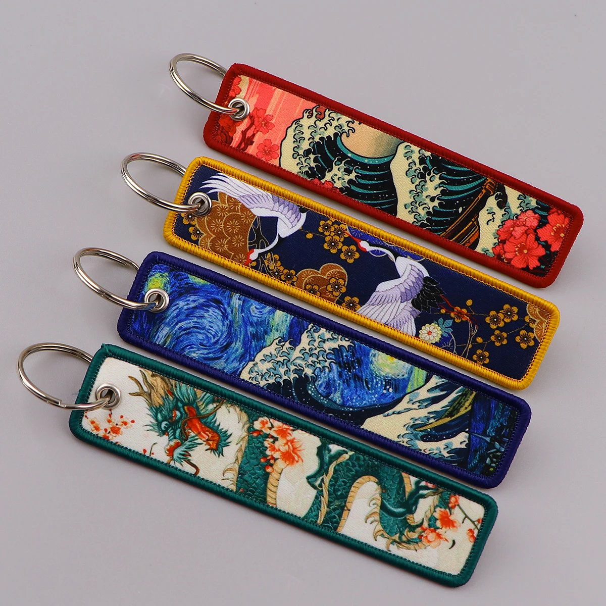 Van-Gogh-Embroidery-Key-Fobs-Japanese-Waves-Key-Tags-Keychain-For ...