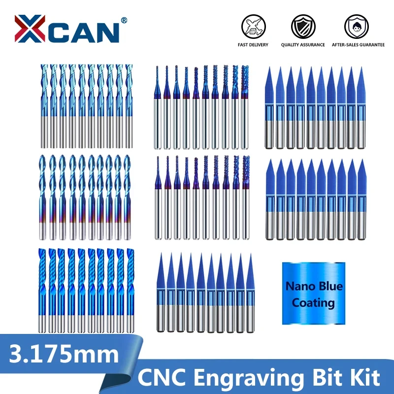 XCAN-End-Mill-Milling-Cutter-3-175mm-Shank-CNC-Router-Bit-Nano-Blue ...