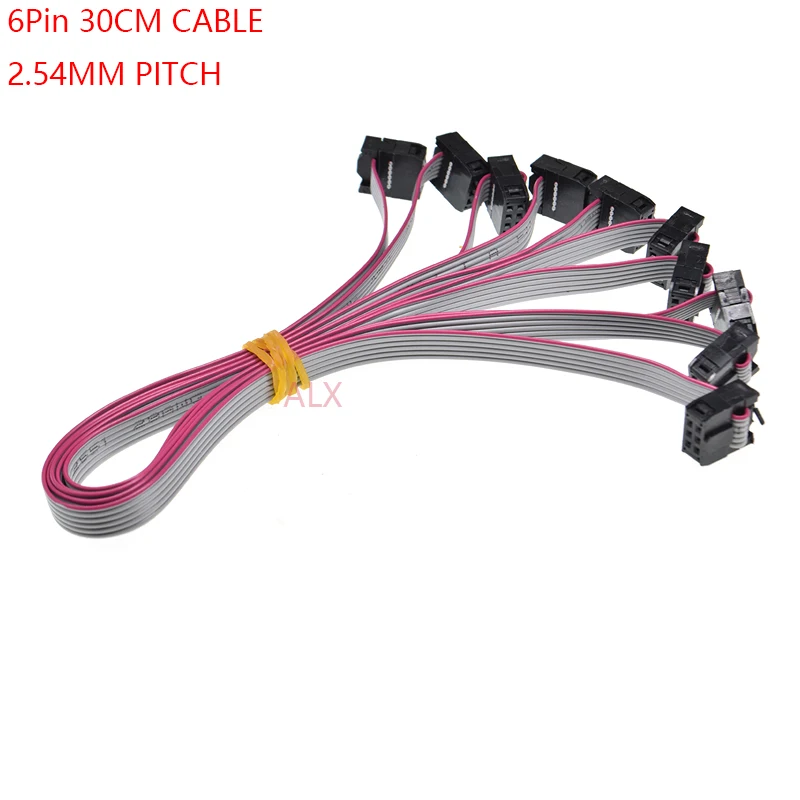 5PCS FC-6p 30CM 2.54MM pitch JTAG AVR ISP DOWNLOAD CABLE 6P WIRE 6PIN ...