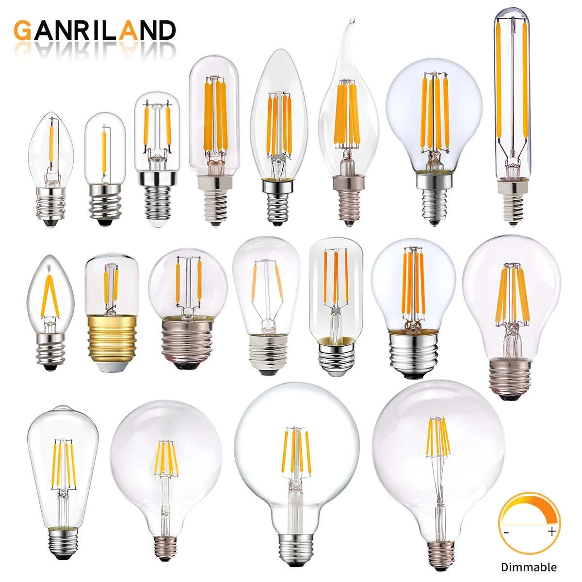 GANRILAND-E14-E27-LED-Filament-Light-Bulb-Clear-Glass-Ampoule-T16-T20 ...