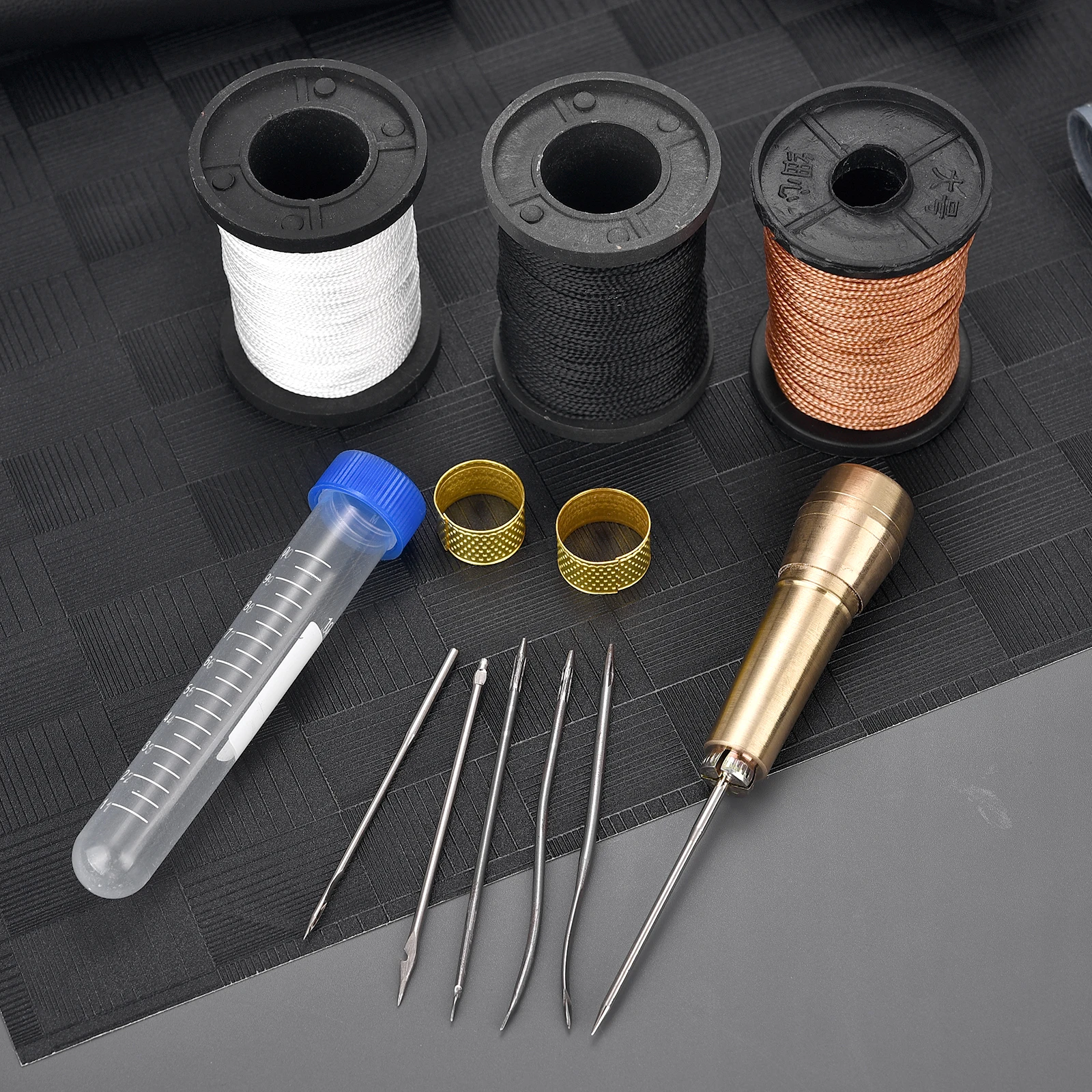 Leather Sewing Kit Awl Needle Waxed Thread Hand Quilting Needles Sewing ...